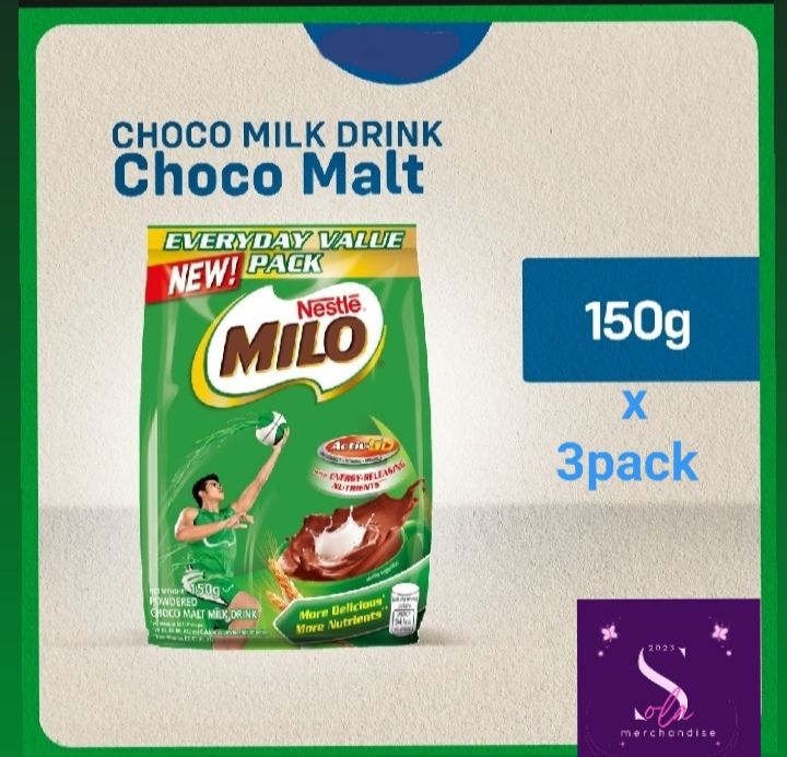 MILO Powdered Choco Malt Milk Drink 150g x 3 pack | Lazada PH