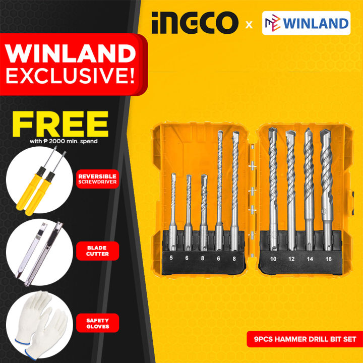 INGCO by Winland 9pcs SDS Plus Hammer Drill Bits Set for Concrete AKDL30901 ING-HT | Lazada PH