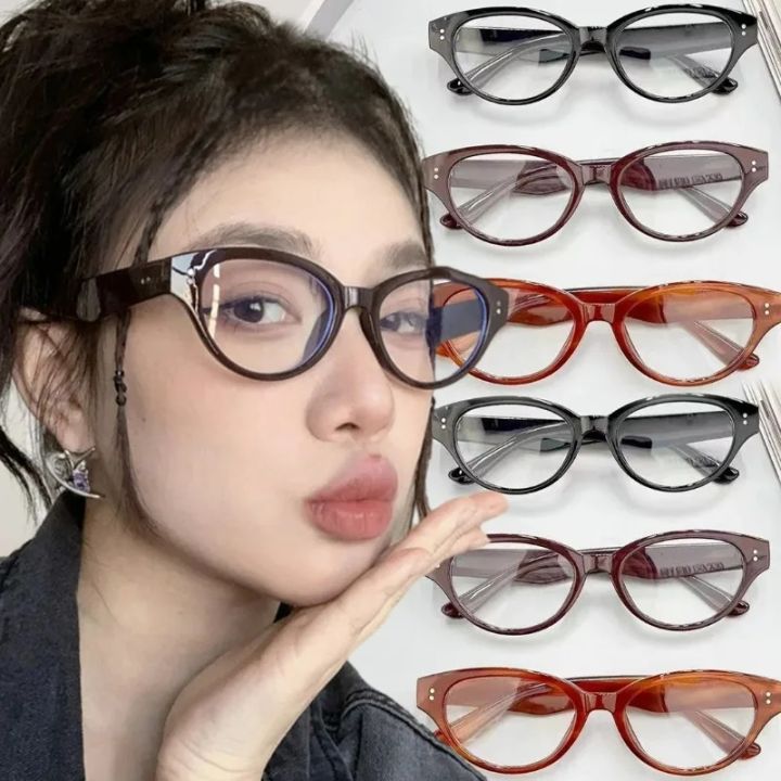 Y2K Triangle Frame Glasses Women Girls Vintage Cat Eye Eyeglasses Anti ...