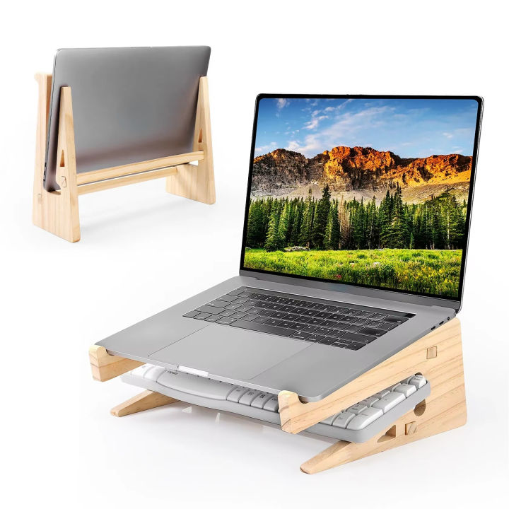 Wood Laptop Stand For MacBook Pro Universal Computer Stands For Desk ...