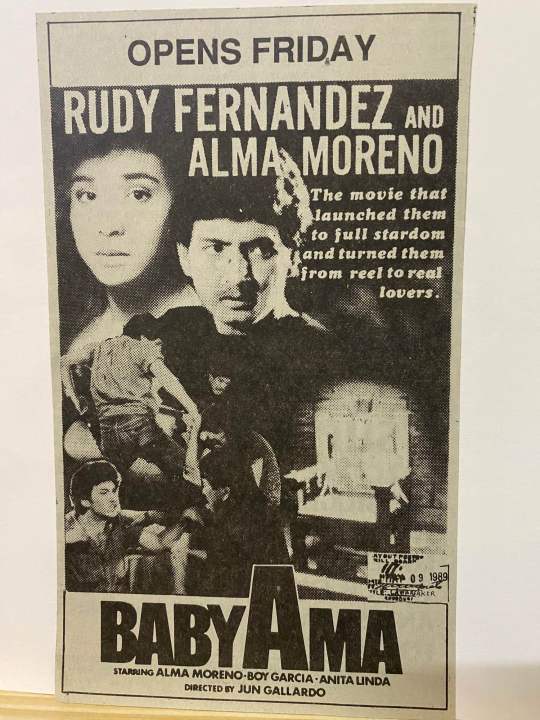RUDY FERNANDEZ ALMA MORENO IN BABY AMA - Tagalog Filipino Old Newspaper ...