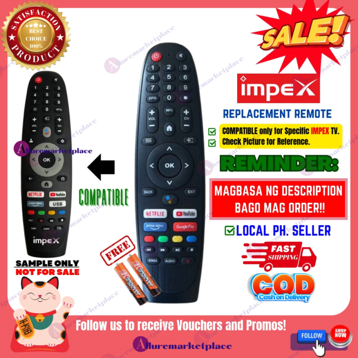 XENON HEY GOOGLE TV Remote IMPEX Smart TV Remote Replacement Remote for ...
