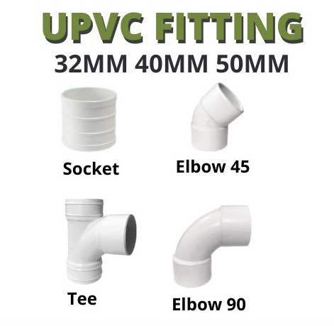 UPVC Pipe Fitting - Socket / Elbow / Tee / 45 Elbow 32mm 40mm 50mm | Lazada
