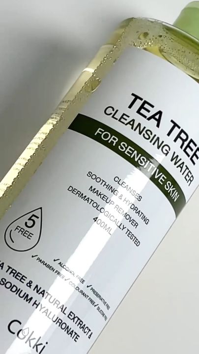 [1แถม1] 500mlx2 ล้างเครื่องสำอาง คลีนซิ่ง วอเตอร์ เซนซิทีฟ สกิน 500มล Cokki TEA TREE CLEANSING ...