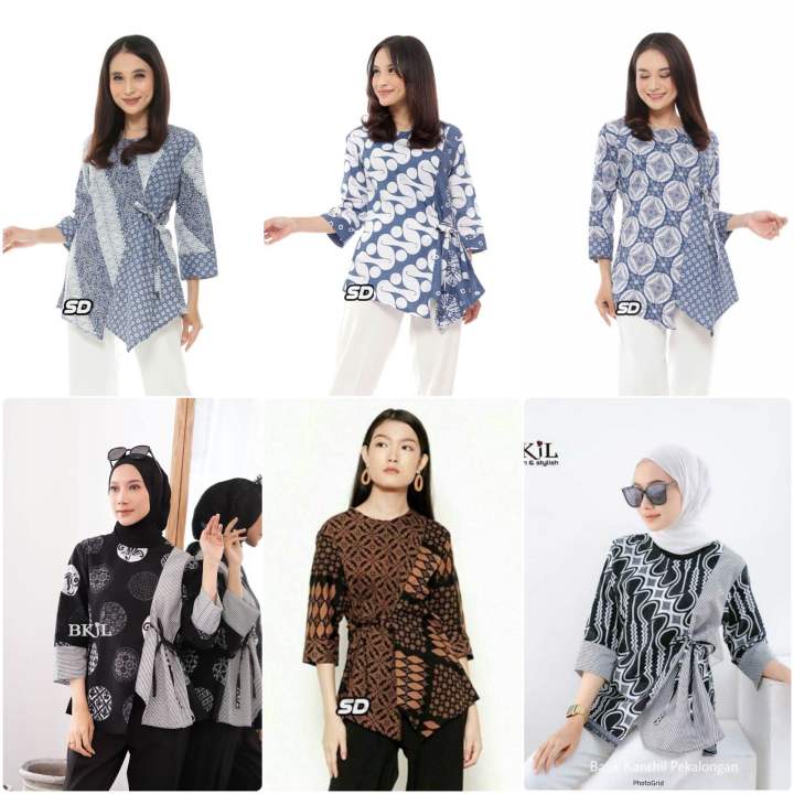 Baju Batik Wanita Atasan Blouse Kerja Casual Terbaru 2024 M L XL XXL ...