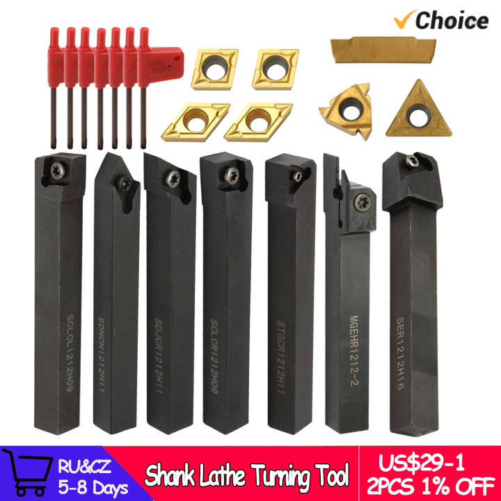 21pcs 12mm 10mm 8mm Shank Lathe Turning Tool Holder Boring Bar Lathe Tools Lathe Cutter Metal ...
