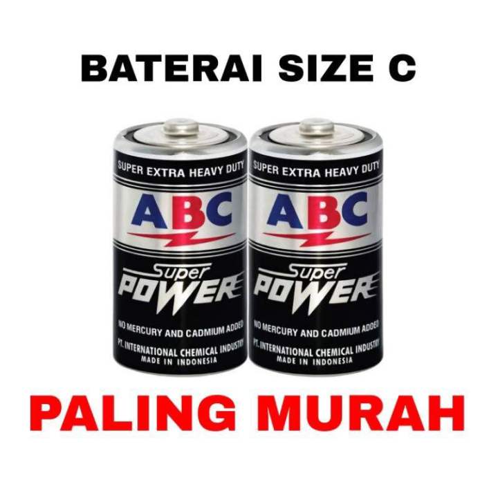 BATERAI SIZE C R14 Baterai ABC Ukuran C Batre Ukuran Sedang Baterai ...