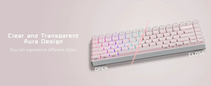 WOMIER 113 Jelly Round Blue Side Keycaps Ice Crystal Translucent Pink ...