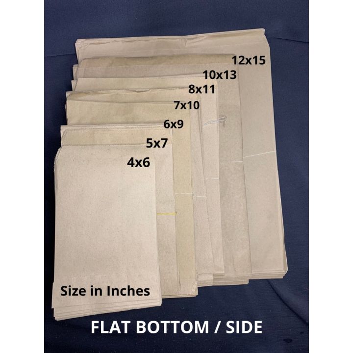 Plain Flat Kraft brown paper notion bag sold per 50pcs or 100pcs ...
