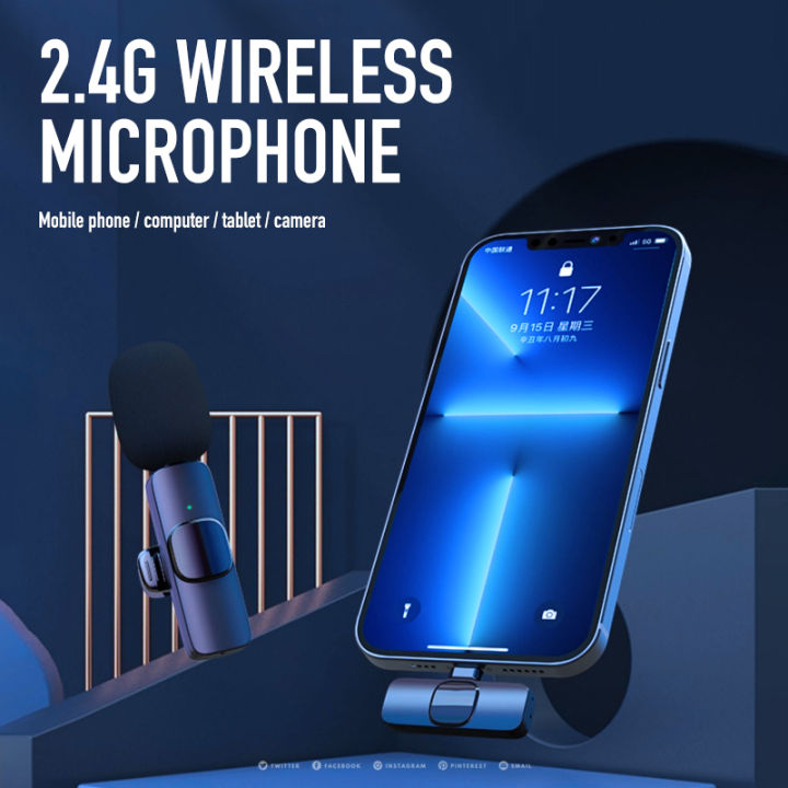 Lapel Microphone 2 Dual Wireless Mic Mini Phone Mic Live Vlogging ...