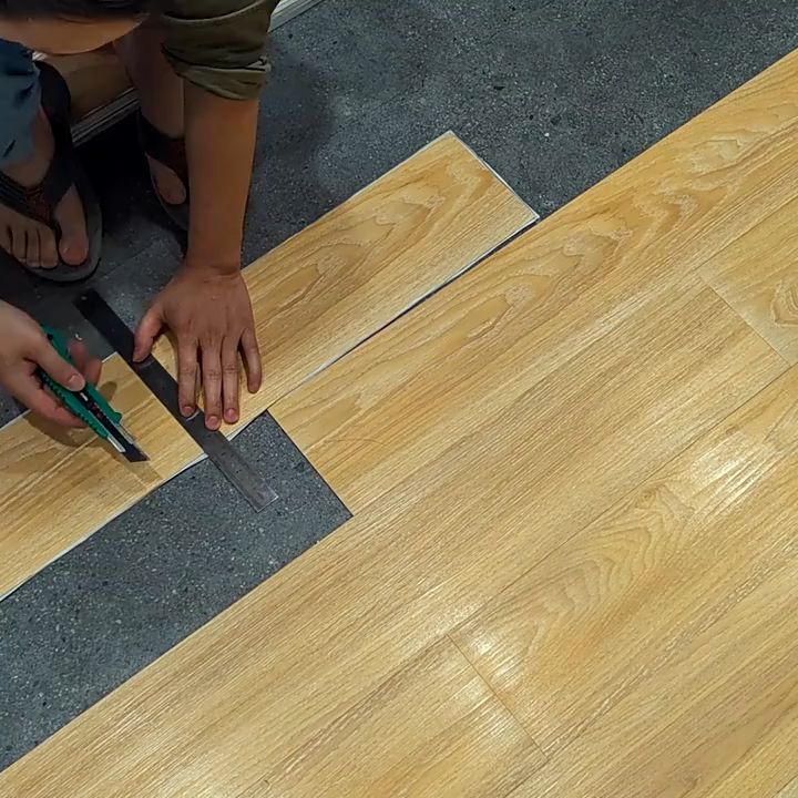 vinyl Floor sticker ( 91cm* 15cm*1.5mm) self adhesive PVC tiles Floor ...