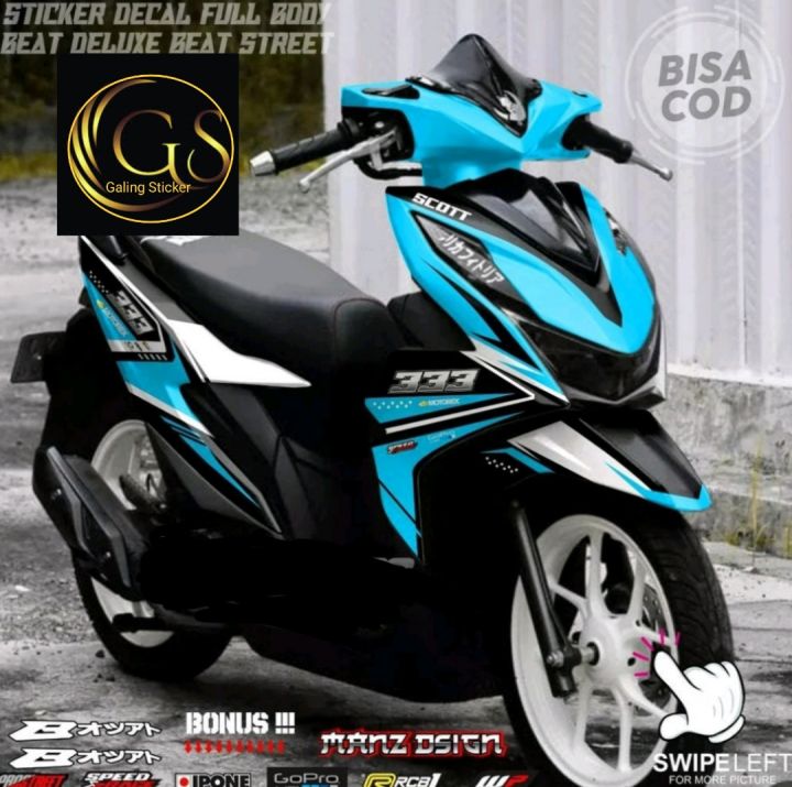 sticker decal beat delux full body grafis sky blu | Lazada Indonesia