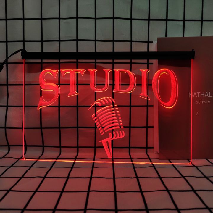 Studio On The Air Microphone Bar Retro LED Neon Sign Home Decor with ...