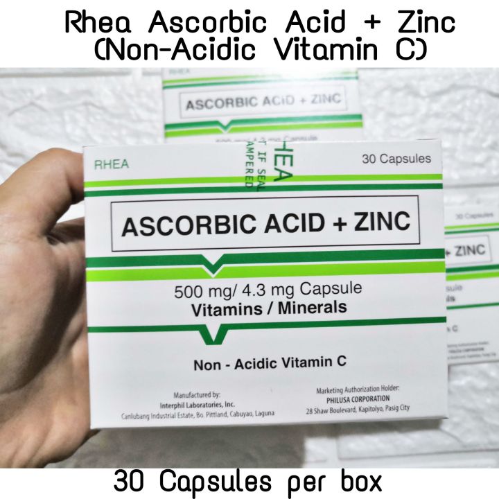 Rhea Ascorbic Acid + Zinc (Non Acidic Vitamin C) 30 capsules | Lazada PH
