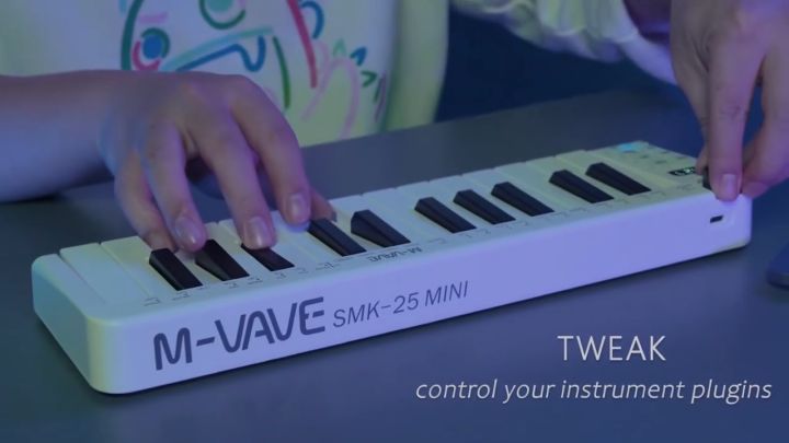 M Vave Smk 25 Mini Wireless Midi Keyboard Controller คีย์บอร์ดใบ้ 25 คีย์ ต่อบลูทูธได้ แบตในตัว
