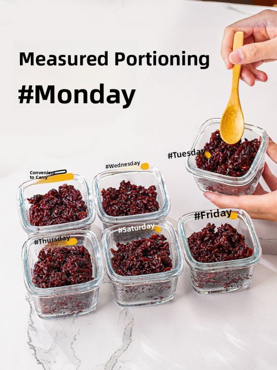 Diet Meal Portion Box Rice Container Glass Microwavable Meal Prep Lunch ...