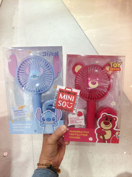 MINISO 🆕 Kipas Portable Rechargeable DISNEY STITCH & LOTSO 1200mAh ...