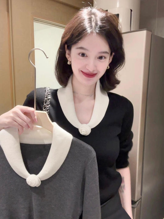 LUOROUFEN | เสื้อไหมพรมสีขาวสไตล์เกาหลี ใส่สบายสำหรับฤดูใบไม้ร่วงและ ...