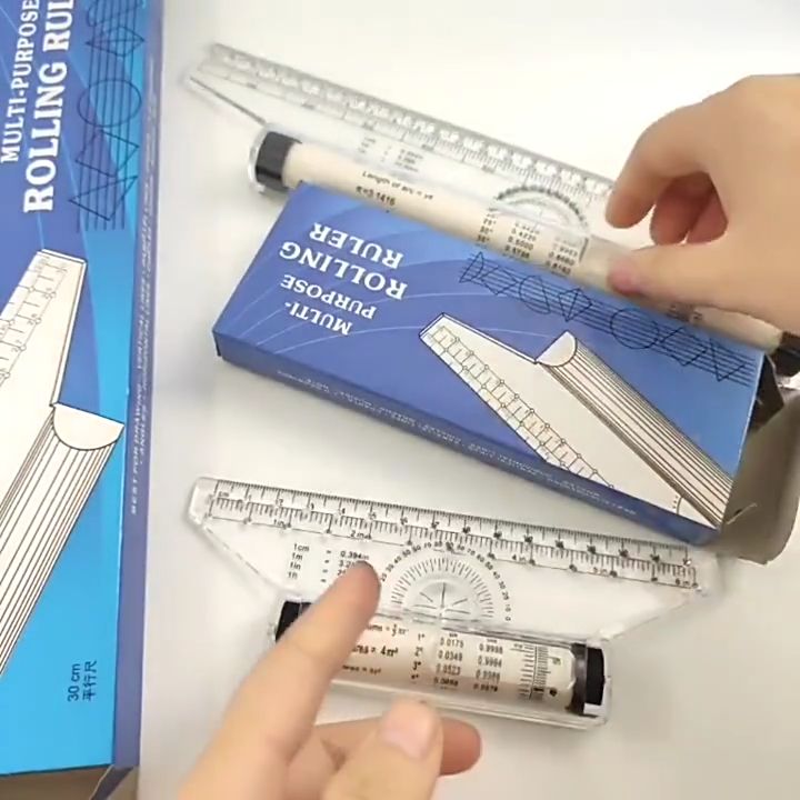 Clear Rolling Parallel Ruler 30cm Multi-purpose Drawing Rolling Ruler ...