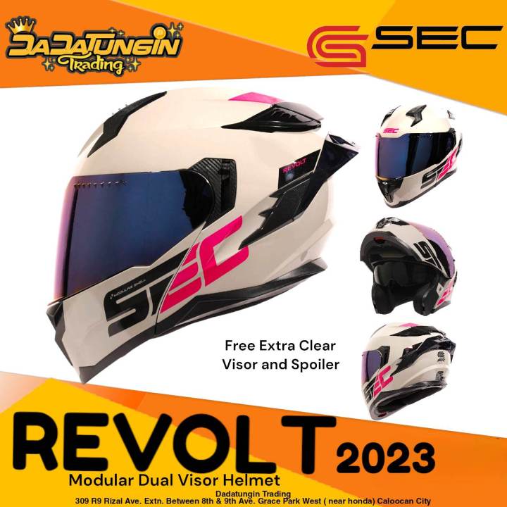 SEC Revolt 2023 Modular Helmet + FREE Extra Clear Visor and Spoiler ...