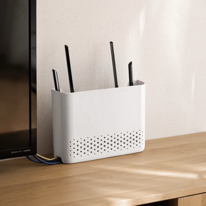 Wireless Router Storage Box Punch-free Wall-mounted Living Room Wall ...