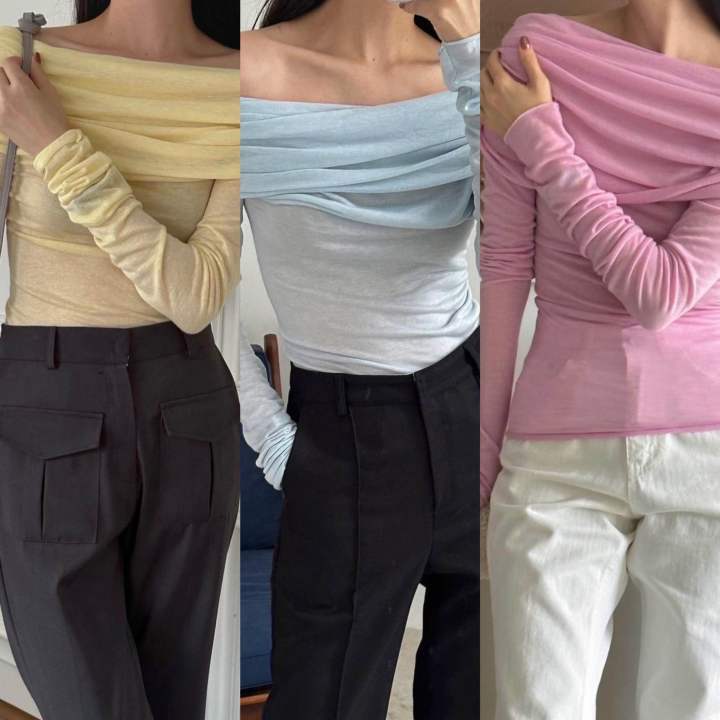 PPcloset_bkk Off shoulder top 3 color | Lazada.co.th