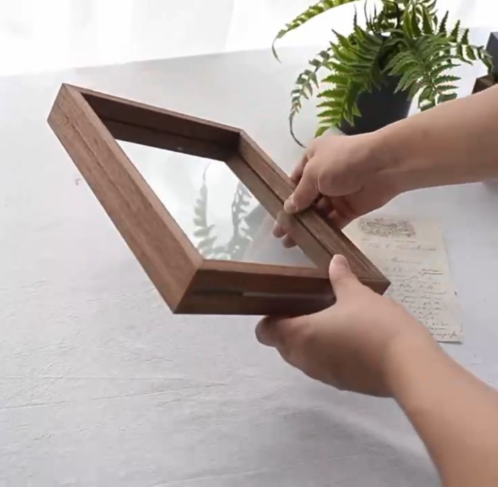 SG Seller Wooden Photo Frame Double Sided Glass Picture Frame Table ...