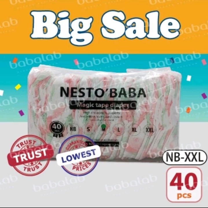NESTO'BABA Magic Tape Baby Diaper all sizes 40pcs/pk | Lazada PH