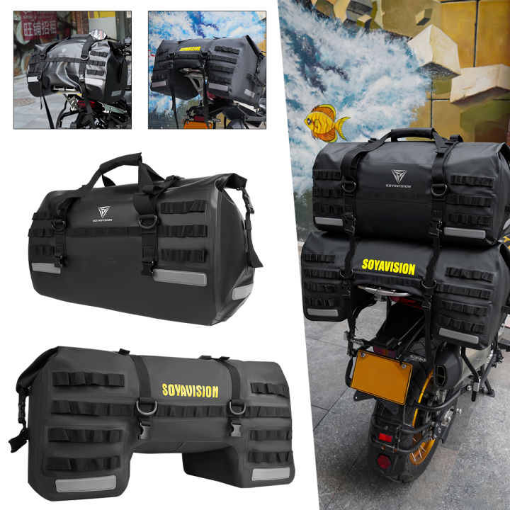 SOYAVISION 50L 70L 80L Motorcycle Waterproof Tail Bag Travel Outdoor ...