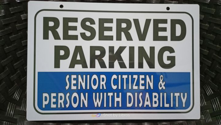 Reserved Parking Senior Citizen & PWD Signage A4 Size PVC (Hard Plastic ...