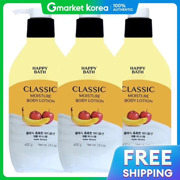 Happy Bath Classic Moisturizing Body Lotion Apple Banana Scent 400g X 3 ...