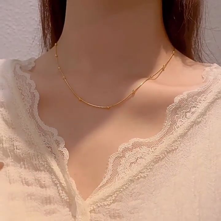 18k gold pawnable saudi gold original Bead collarbone necklace for ...