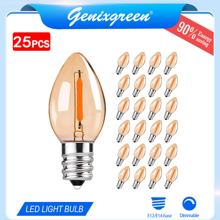 25 Packs E12 E14 Replacement LED Light Bulbs 0.5W C7 Mini Candle Edison ...