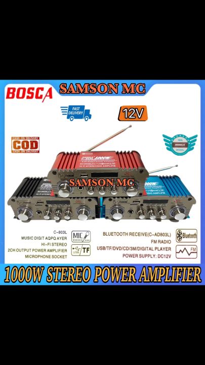 Bosca C-803L 1000W USB/SD/FM/ Stereo Power Amplifier with Microphone ...