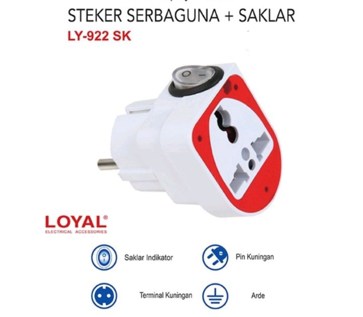 Over Steker + Saklar Loyal LY 922 SK Sambungan Colokan Steker Serbaguna ...