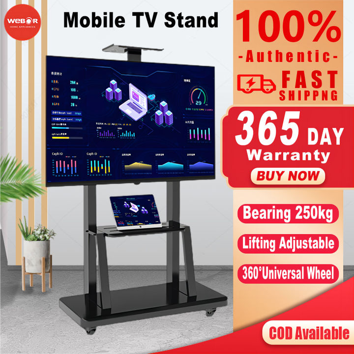 WeBOR Removable TV Stand With Wheels 32-75 Inch Screen Stand Mobile TV ...