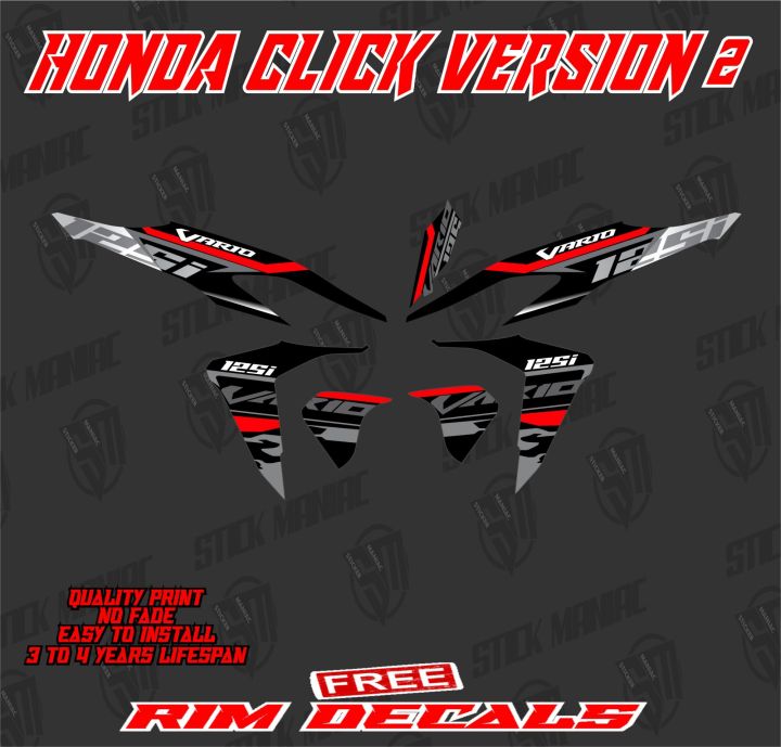 Honda Click Version 2 decals stickers, laminated | Lazada PH