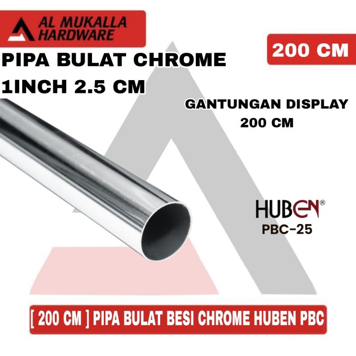 [ 200 CM ] Pipa Bulat Besi Chrome Huben 25mm | Pipa Gantungan Baju ...