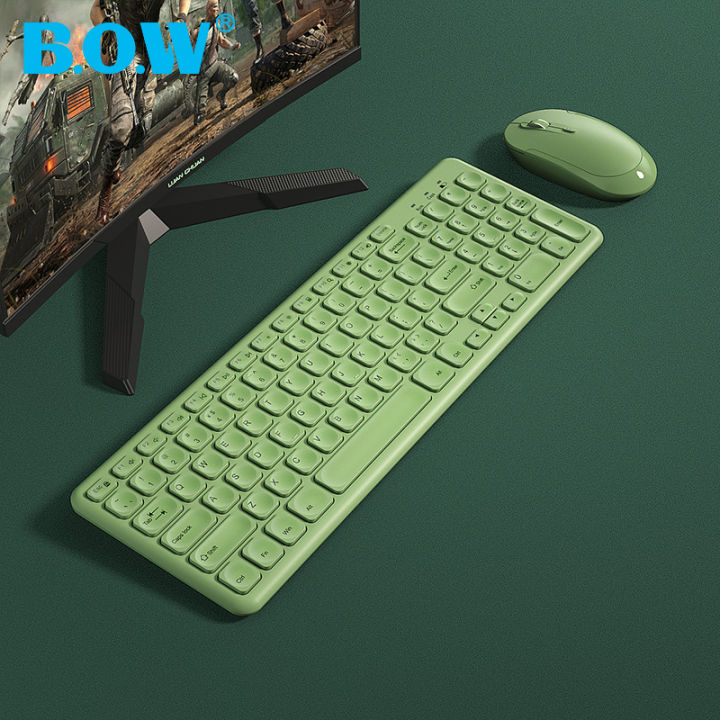 Bow Wireless Keyboard Mouse External Mac Laptop Office Typing Mute Key ...