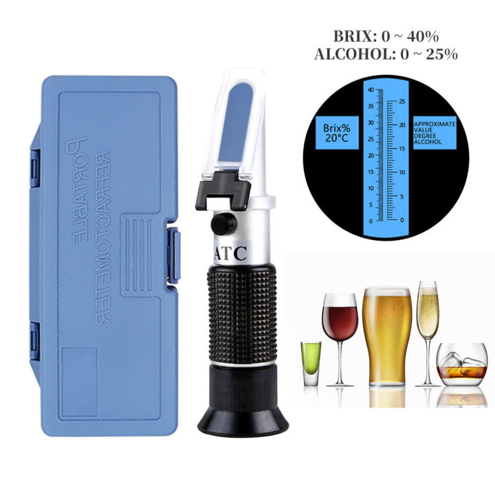Alcohol Refractometer Handheld 0-80% ATC Spirits Tester Meter ...