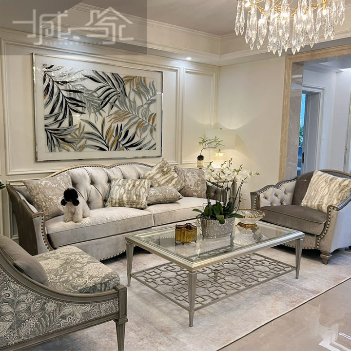 American Solid Wood Art Sofa French Entry Lux Zhuyuan Modern Living ...