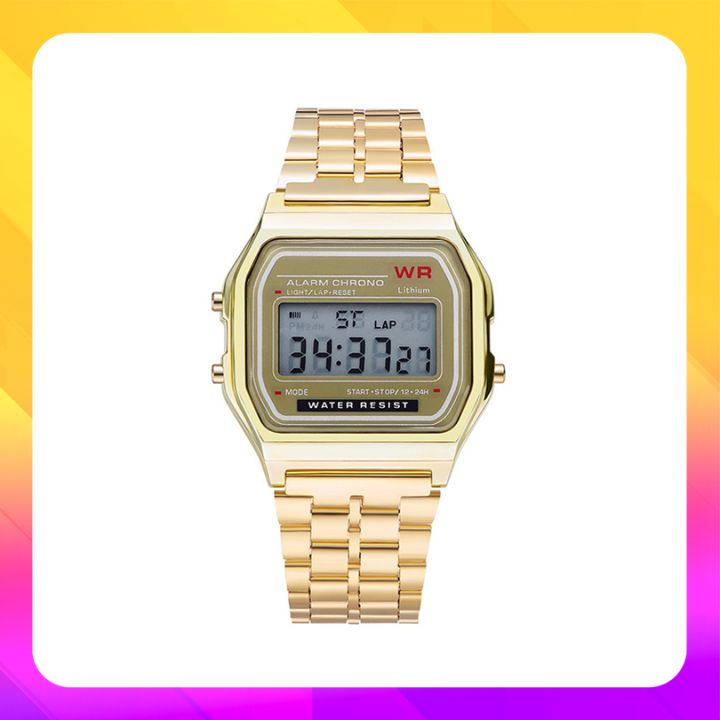 musyah ON Jam Tangan Elektronik LED Tali Baja Persegi Retro 4 Color ...