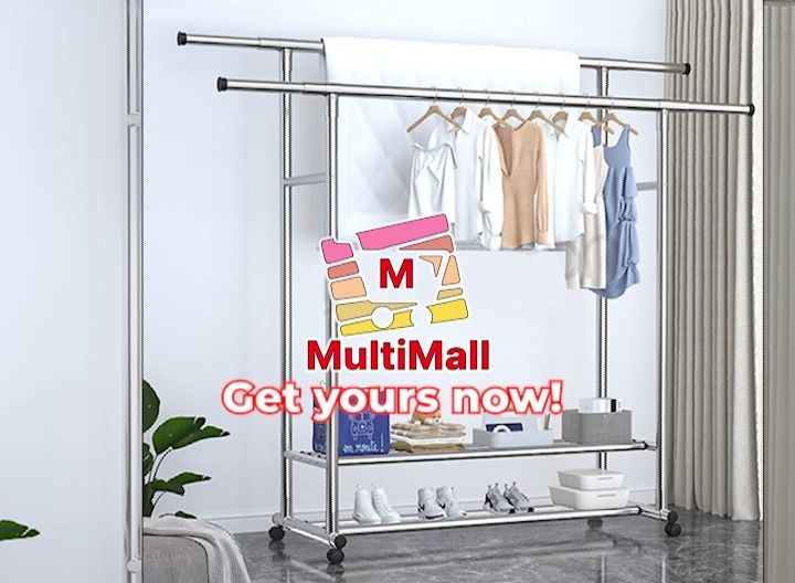 Laundry Rack Telescopic Heavy Duty Full Steel Coat Stand with Clothes ...