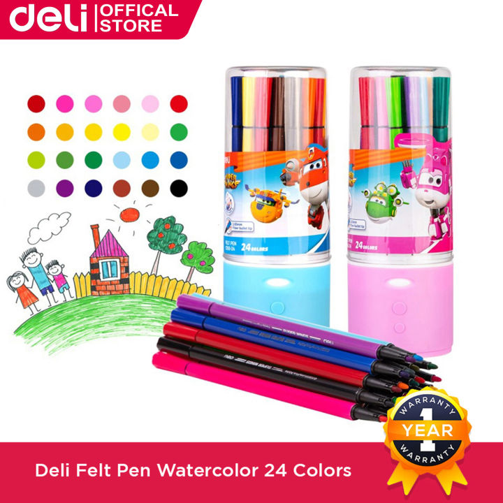 Deli 24-Color High-Quality Color Pen 1.0mm Popular With Kids Basic ...