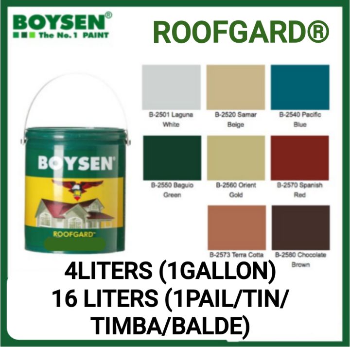 BOYSEN ROOFGARD GLOSS ACRYLIC WATERBASED ROOF PAINT PINTURA PANGBUBONG ...