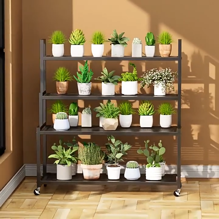Simple plant rack balcony storage rack multi-layer flower rack ironwork ...