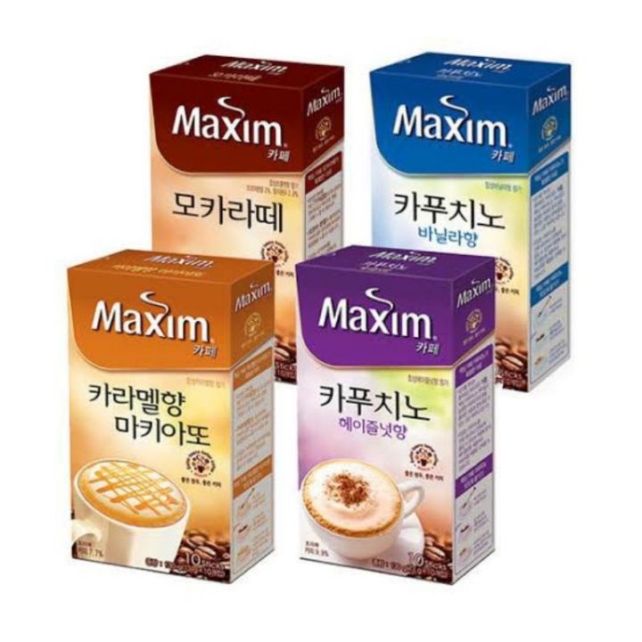 Maxim Cafe Coffee Mix 1Box (Caramel Macchiato, Hazelnut, Mocha Latte ...