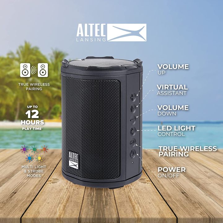loa du lịch Altec Lansing Hydramotion, loa chống nước ip67. Đèn led nháy. Hàng chính hãng xách ...