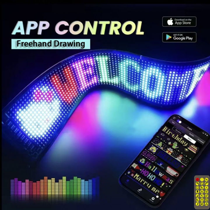 Flexible LED Car Sign Bluetooth App Control Led Panel LED Matrix Pixel ...