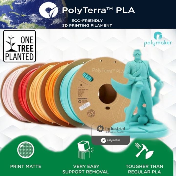 Polymaker PolyTerra Matte PLA Filament (1.75mm & 2.85mm) Eco-Friendly ...